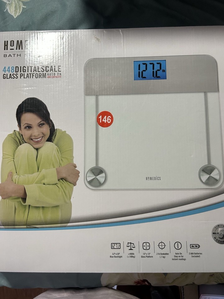 Homedics 410 Digital Scale 400 Lb Capacity, Glass Platform, Auto-On ...