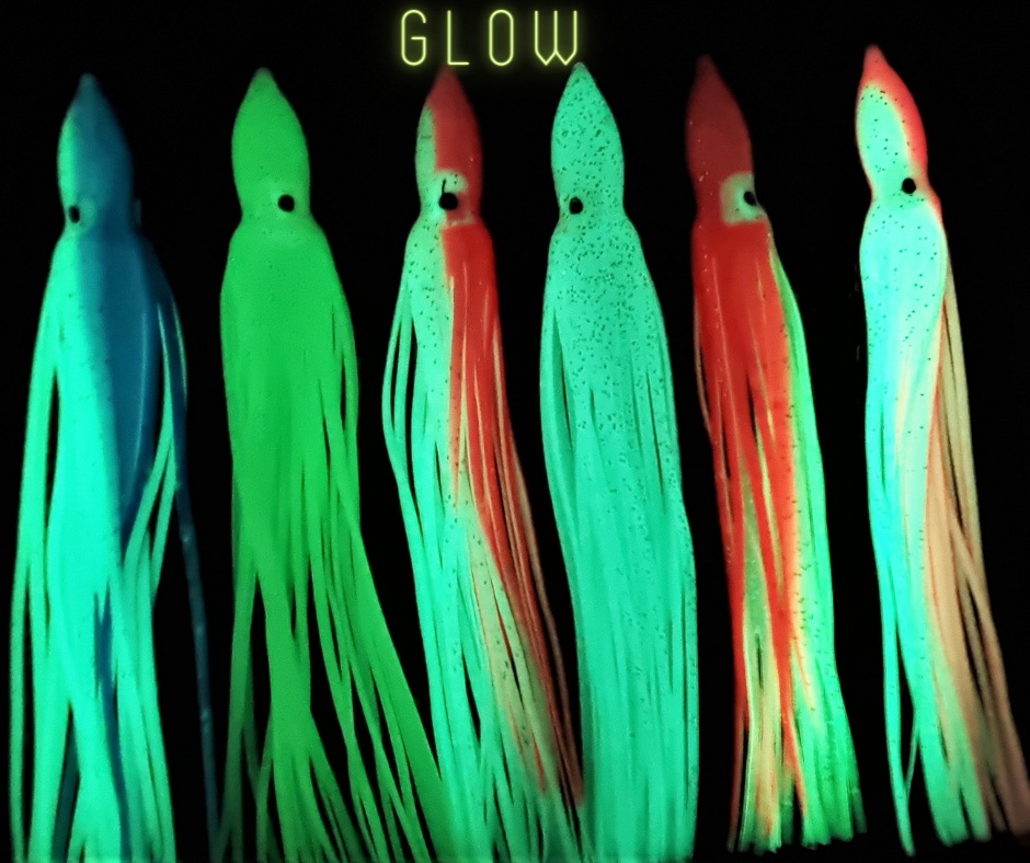5x 20cm 8" Octopus Lumo Skirts Squid Lures Deep Drop Trolling Baits ...