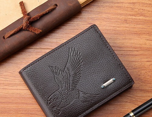 Men's PU Leather Eagle Pattern Short Wallet Multiple Card Slots Purse ...
