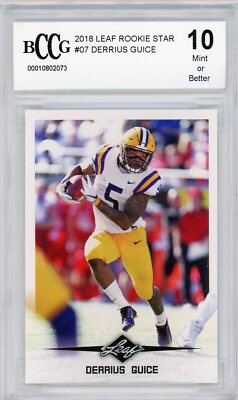 2018 Leaf Rookie Star #7 Derrius Guice Rookie RC BCCG 10 Mint | eBay