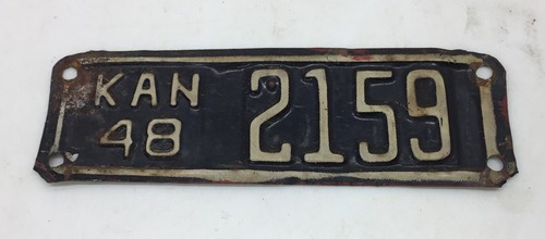 1948 Kansas Motorcycle License Plate #2159 KS Plates….[B20] | eBay