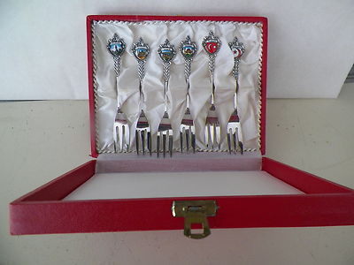 nib set of 6 GERMAN MADE COCKTAIL FORKS WITH TURKISH CITY EMBLEMS | eBay