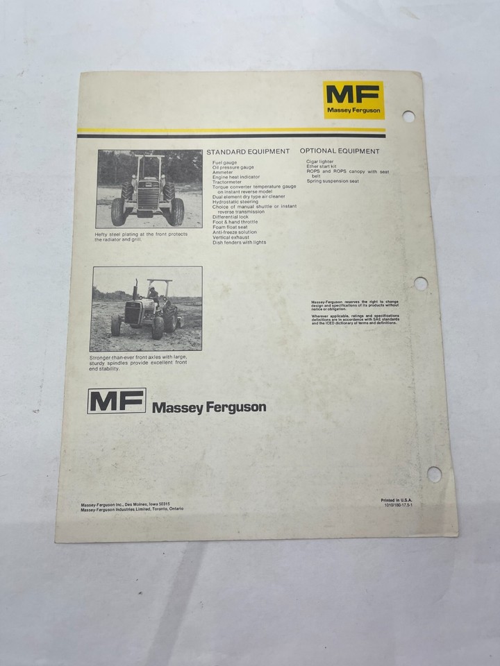 Brochure for Massey Ferguson MF30B Tractor | eBay