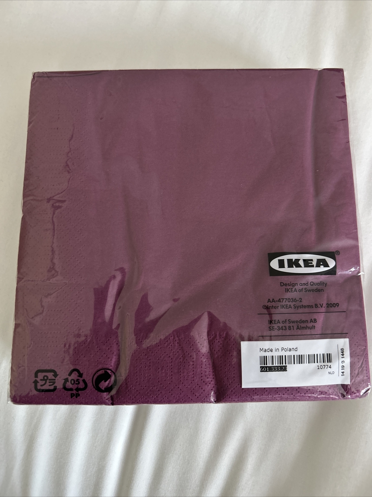 NEW IKEA FANTASTISK Auberine Paper Napkins 50 Pack, Tissue Party Napkin ...