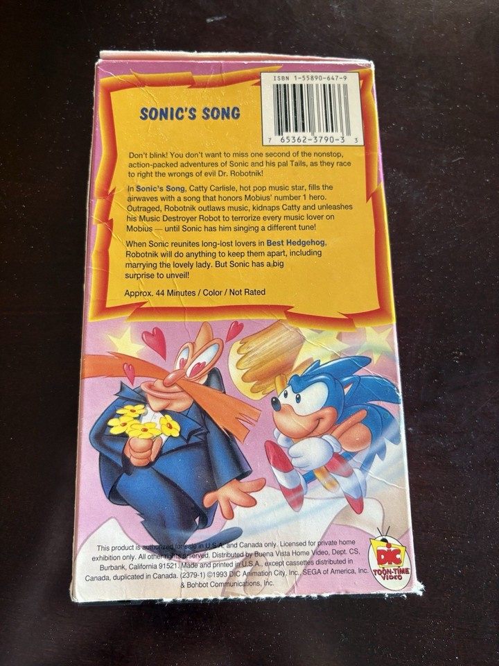 Adventures Of Sonic The Hedgehog: Sonic’s Song VHS Tape | eBay