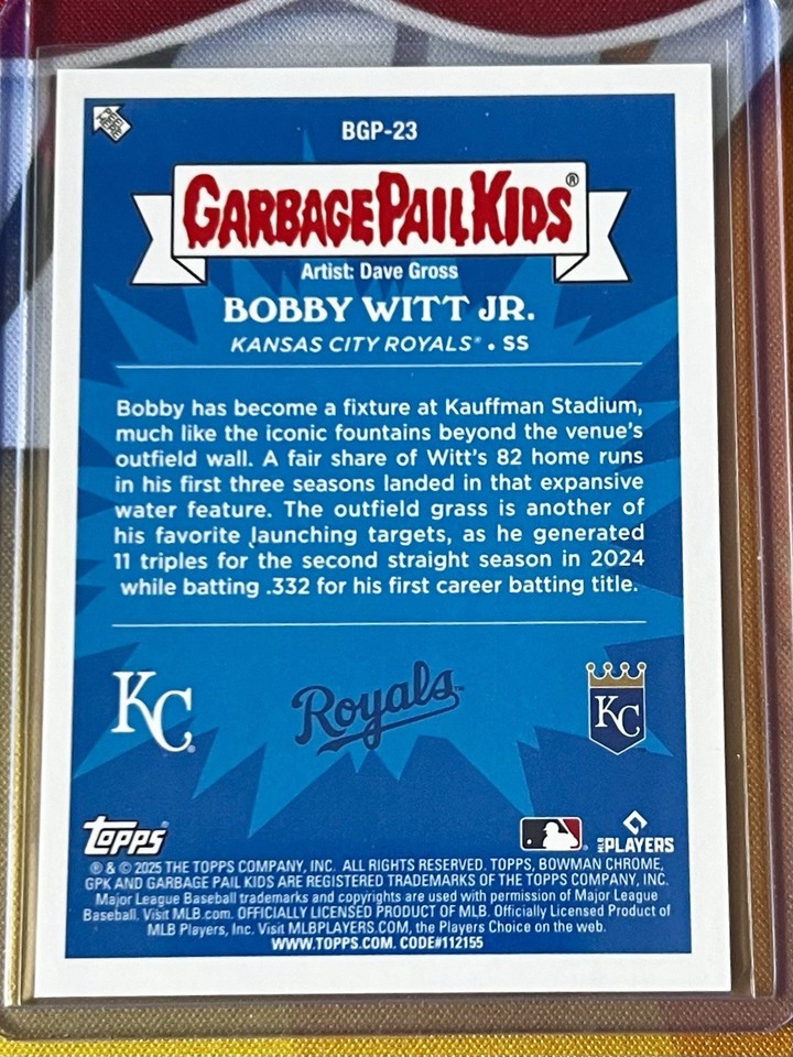 2025 Bowman Chrome Bobby Witt Jr. Garbage Pail Kids - GPK Royals #BGP ...