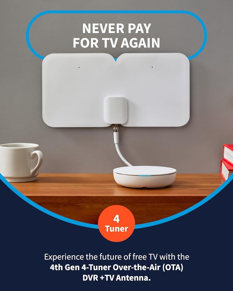 Tablo 4th Gen 4-Tuner Over-The-Air (OTA) DVR + 35-Mile Indoor TV White ...