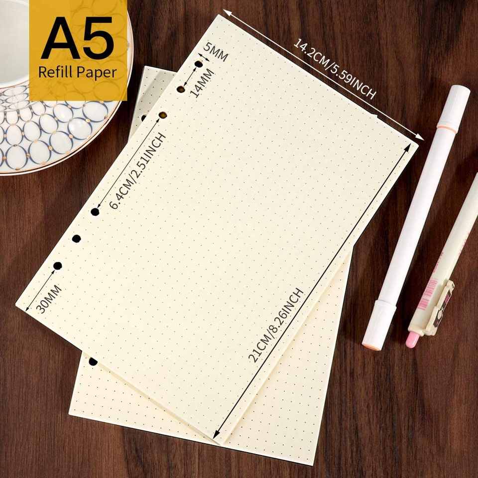 A5 Paper, Dotted Paper for A5 Binder, Planner Inserts, with Binder ...