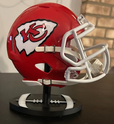 Black Football mini helmet stand with KC Chiefs Mini Helmet 3d printed ...