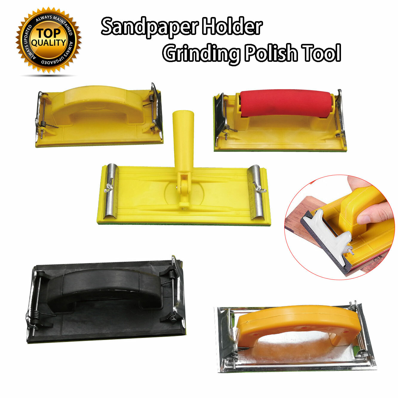 Hand Sander Sandpaper Plates Tool Sponge Handle Sanding Block Roll ...