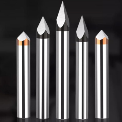 6mm Shank Flat Bottom Carbide Pointed PCD Lettering End Mill Cutter ...