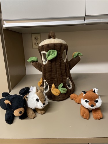 Unipak Plush Tree Trunk House with 3 Stuffed Forest Animals | eBay