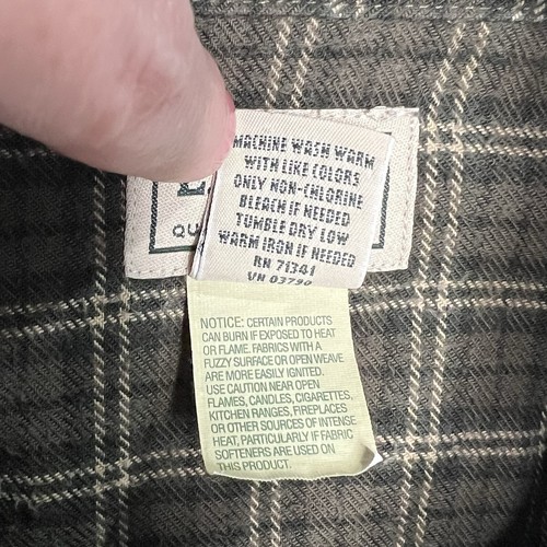 LL Bean Flannel Shirt Men's L Reg Button Up Olive Green Plaid 100% ...