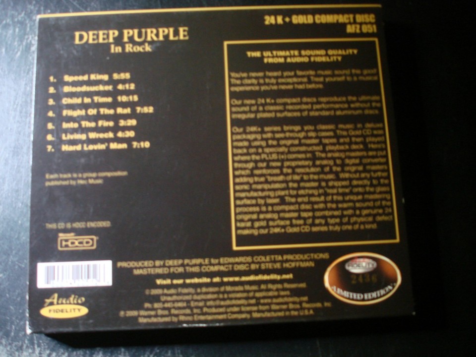 DEEP PURPLE IN ROCK 24 KT GOLD CD LIMITED EDITION | eBay Australia