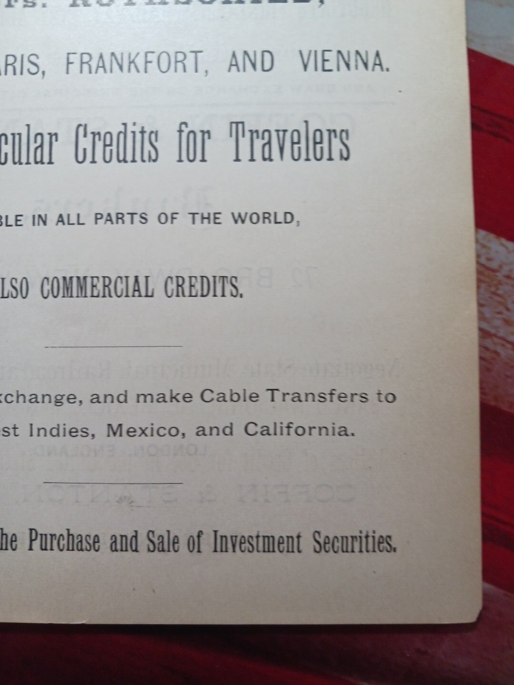 1892 Print Ad AUGUST BELMONT AND COMPANY Bankers Investment Securities ...