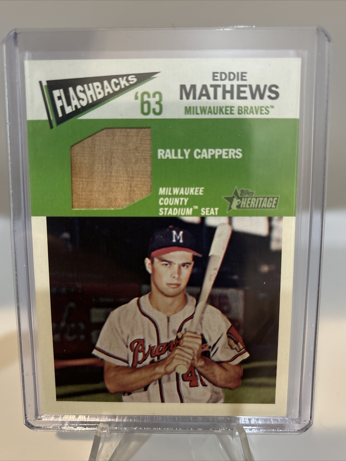 2012 Topps Heritage Baseball Flashbacks Stadium Relics Eddie Mathews # ...