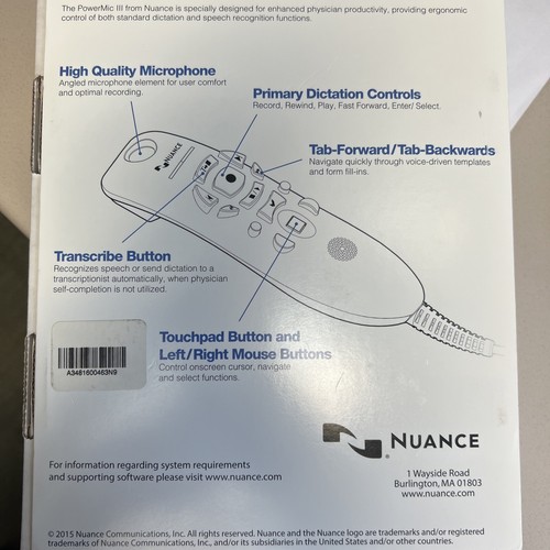 Nuance PowerMic 3 Handheld USB Dictation Microphone With Cradle | eBay
