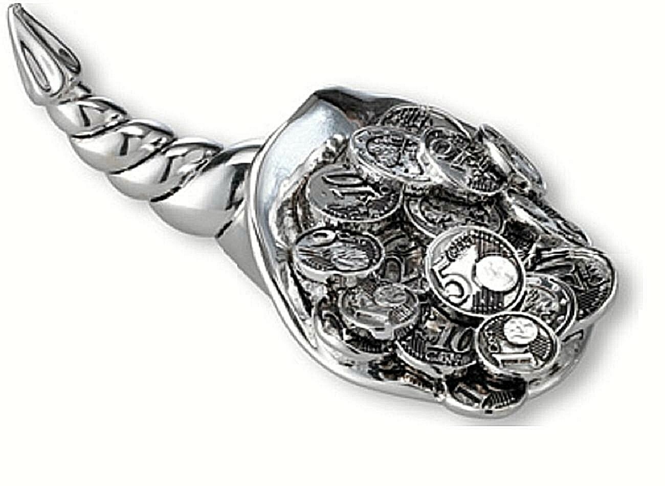 Cornucopia With Euro Coins Large 13 Cm Galvanized Silver 925% | eBay