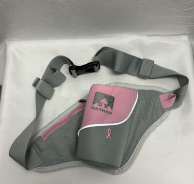 NATHAN Pink & Gray Fanny Pack- Water Bottle Holder Zip Pocket VG | eBay