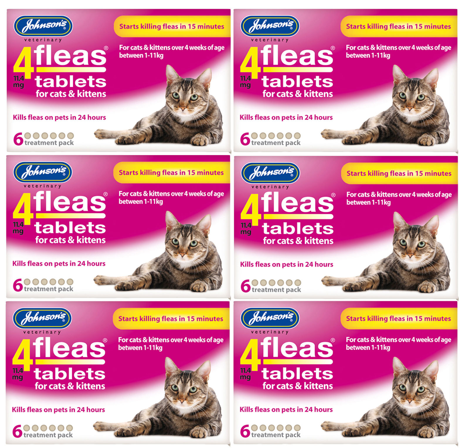 Johnsons 4 Fleas Cat Flea Tablets 6 Tablets Bulk Buy Of 6 Packs | eBay UK