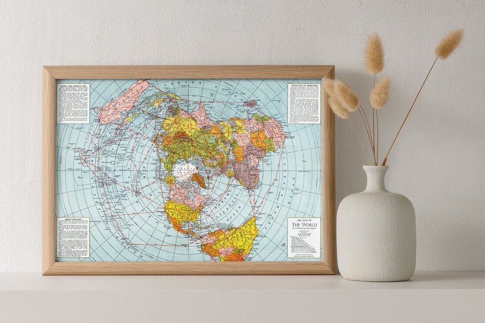 Map of the World at War, Polar Azimuthal Equidistant Projection Flat ...