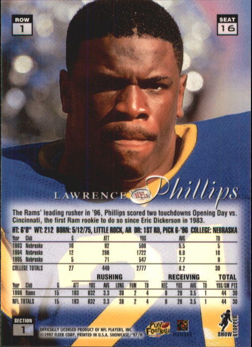 1997 Flair Showcase Row 1 St. Louis Rams Football Card #16 Lawrence ...