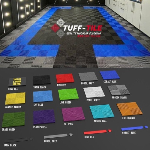TUFF TILE MODULAR RIBBED INTERLOCKING GARAGE FLOORING PATIO GARDEN ...