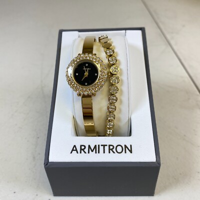 Armitron Women's Gold Tone 2-pc. Watch & Bracelet Boxed Set 75/5876GP ...