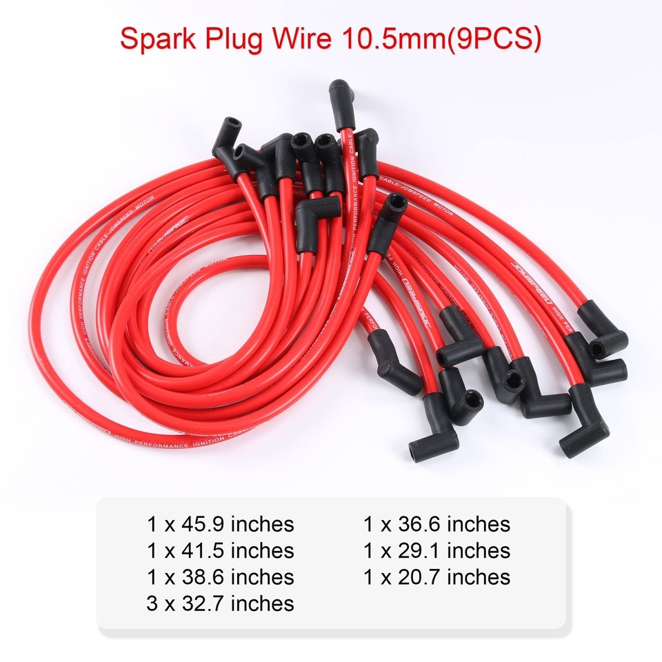 JDMSPEED New 10.5mm Spark Plug Wire Set Replacement for HEI SBC BBC 350 ...