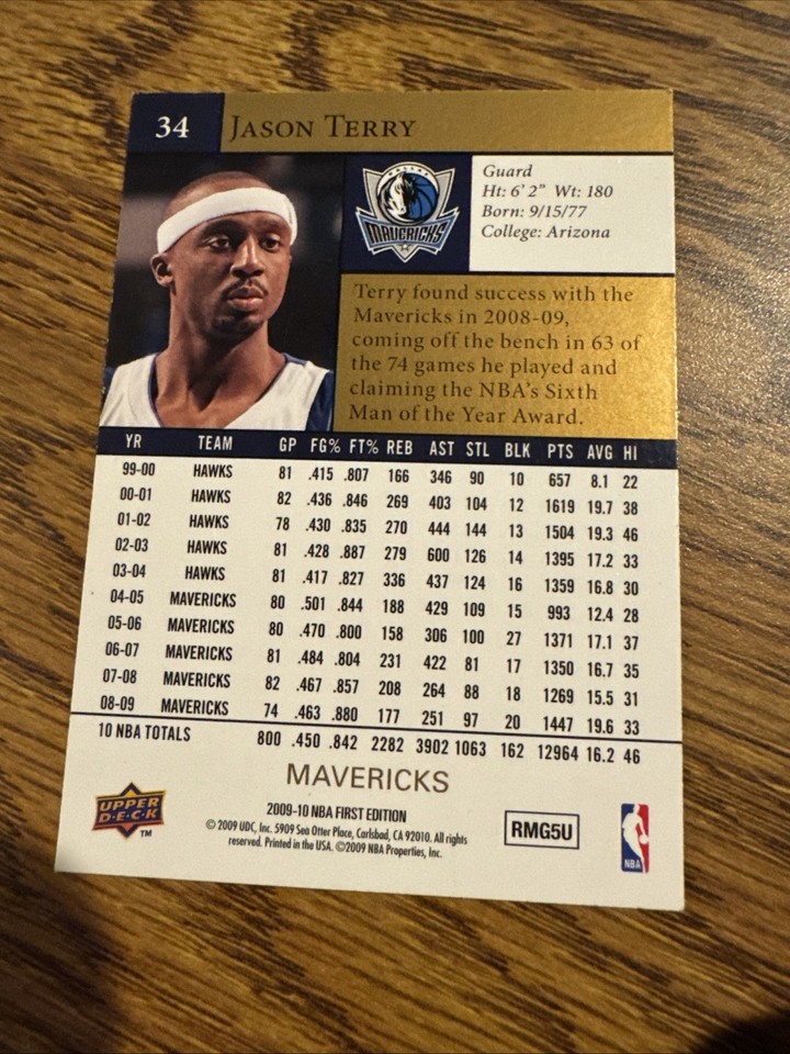 2009-10 Upper Deck First Edition - Jason Terry #34 Gold Dallas ...