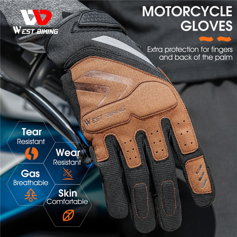 WEST BIKING Motorcycle Gloves Touch Screen Sports Full Finger Gloves ...