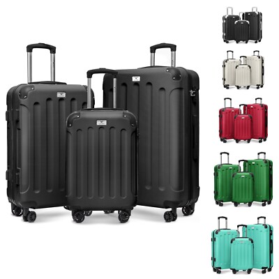 Lugg Travel Suitcase Set 20" 24" 28" Strong Lock Wheels & Handle Hard ...