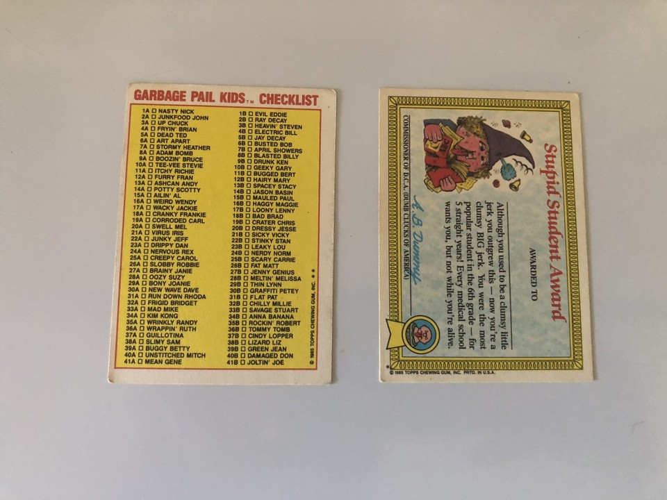 Garbage Pail Kids 1985 GPK OS1 Dead Ted Jay Decay 5a & 5b | eBay