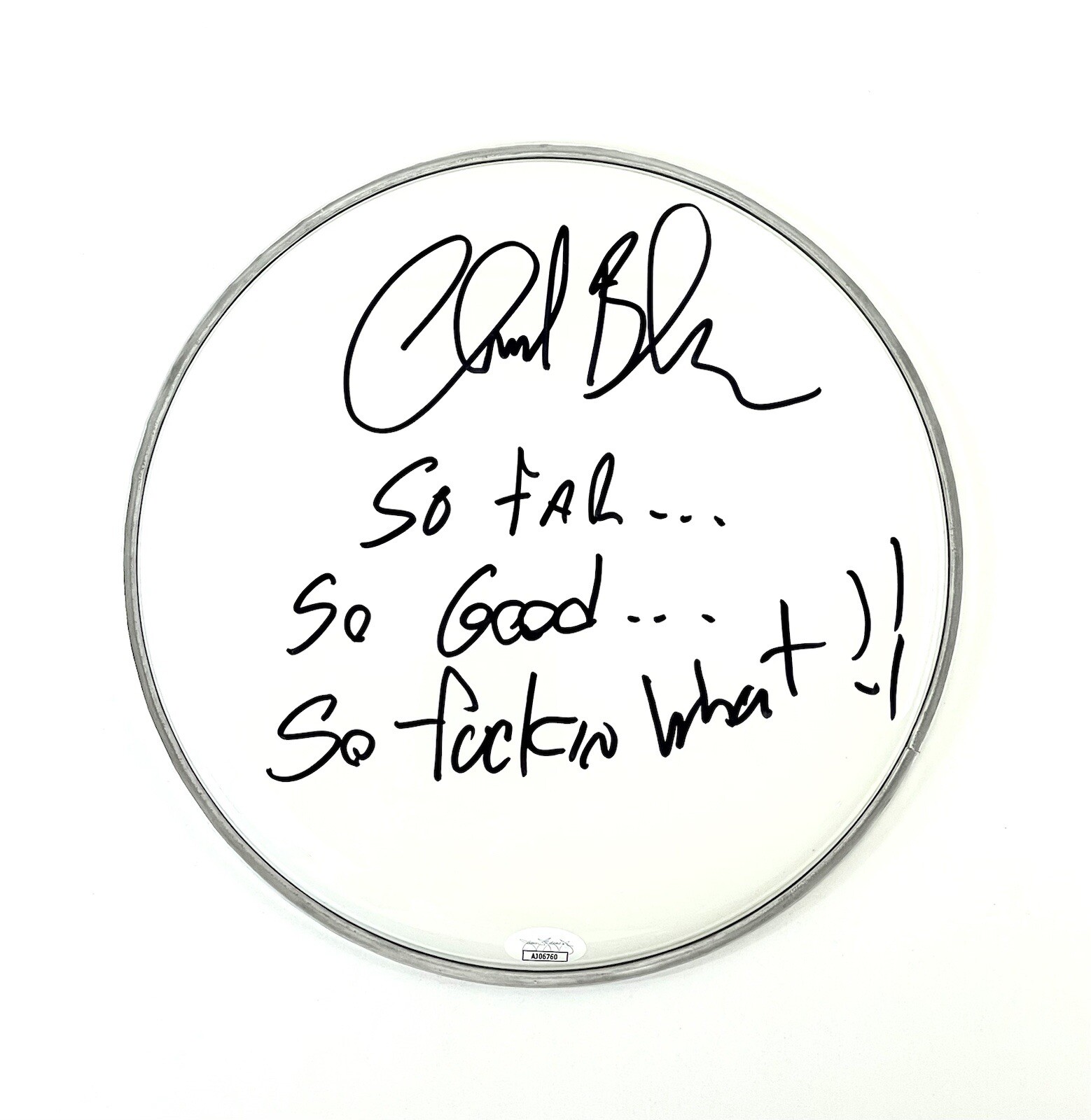 Chuck Behler of Megadeth Rare Signed 10" Drumhead So Far So Good So ...