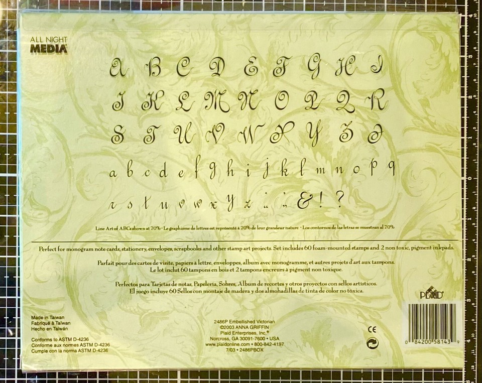 New! Anna, Griffin embellished, Victorian alphabet set ABC’s text upper ...