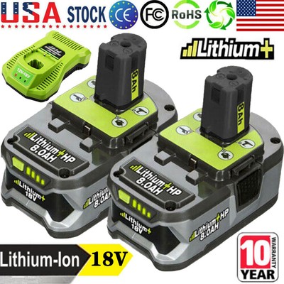 2Pack For RYOBI ONE Plus P108 18V 8.0Ah High Capacity Battery 18 Volt ...
