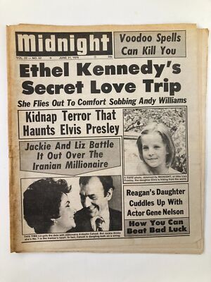 Midnight Tabloid June 21 1976 Vol 22 #52 Elizabeth Taylor & Ardeshir ...