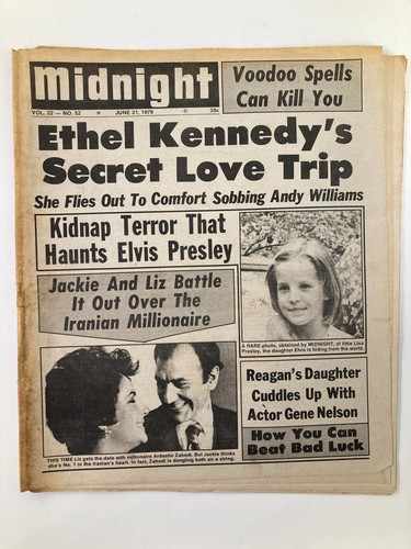 Midnight Tabloid June 21 1976 Vol 22 #52 Elizabeth Taylor & Ardeshir ...
