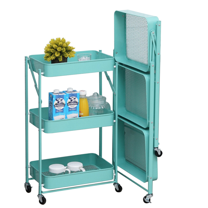 3 Tier Kitchen Trolley Storage Rack Cart Slim Rolling Trolley W/ Wheels ...