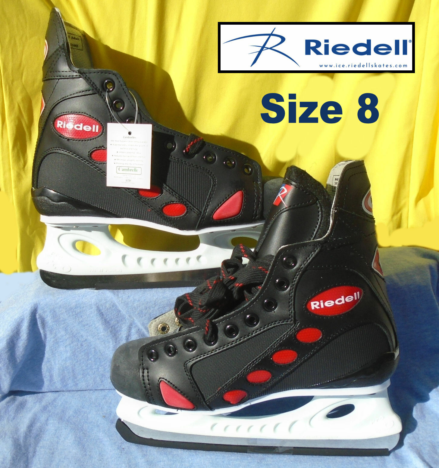 Riedell Black Ice Hockey Skates Male Adult Size 8 Model 45 Acro III ...