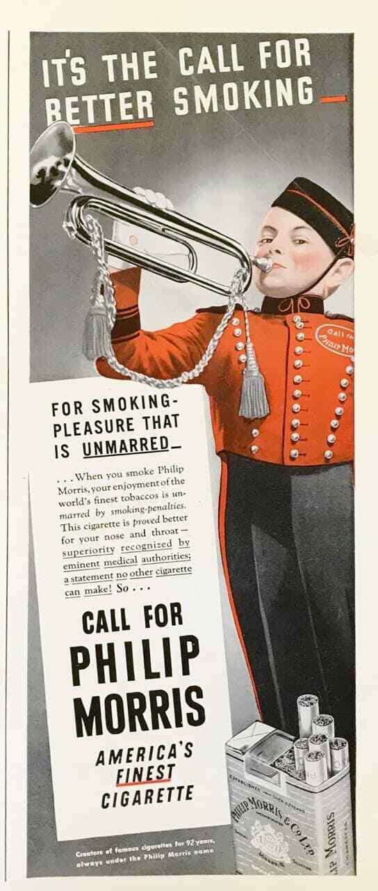 1940 Philip Morris Cigarettes PRINT AD Mascot Bellhop Little Johnny ...