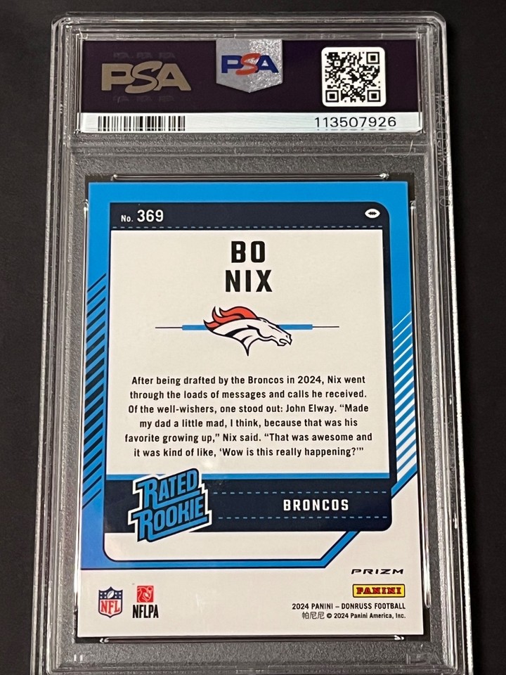 2024 Panini Donruss Bo Nix Optic Preview Red Wave PSA 10 Gem Mint ...