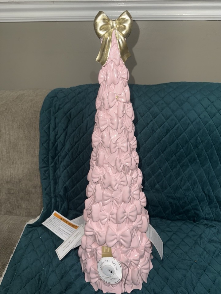 NWT XL Cupcakes & Cashmere Christmas Pink & Gold Bows Tree Light Up ...