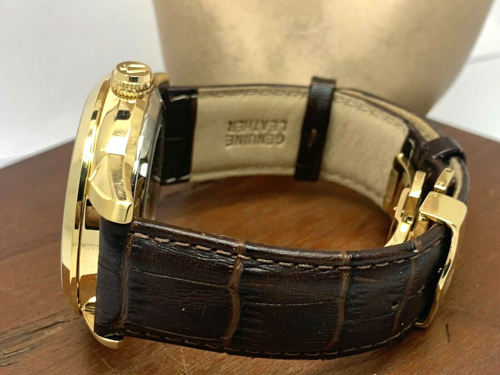 Bulova Men's Watch 97A138 Automatic Skeleton Gold Tone Case Brown ...