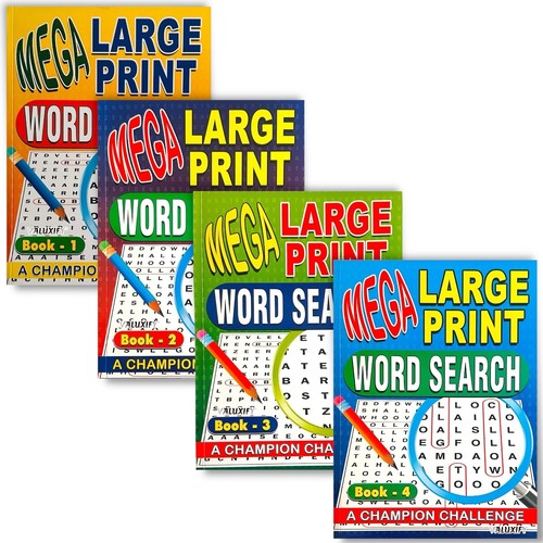 A4 Mega Puzzle Large Print Word Search Puzzle Book Books 120 BRAIN ...