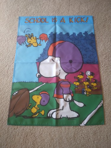 Vintage Peanuts Snoopy SCHOOL IS A KICK House Flag 28 x 40" | eBay