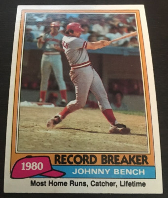 1981 Topps - Johnny Bench - Cincinnati Reds - #201 - Record Breaker ...