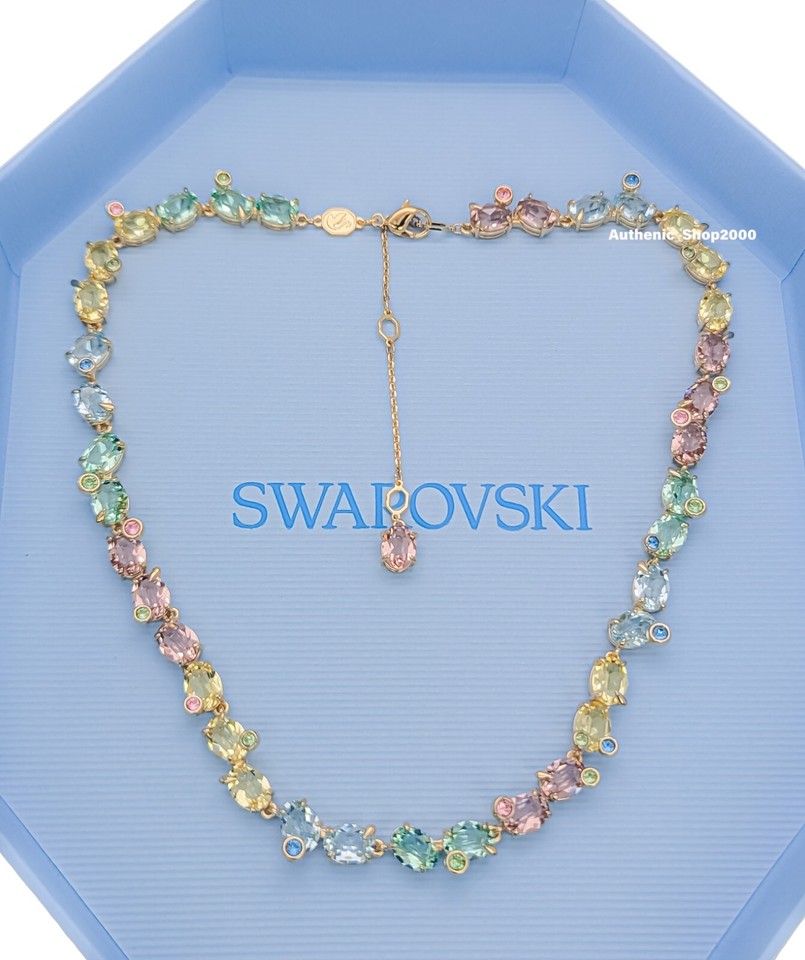 NEW 100% Authentic SWAROVSKI Multicolor Crystals Gema Tennis Necklace ...