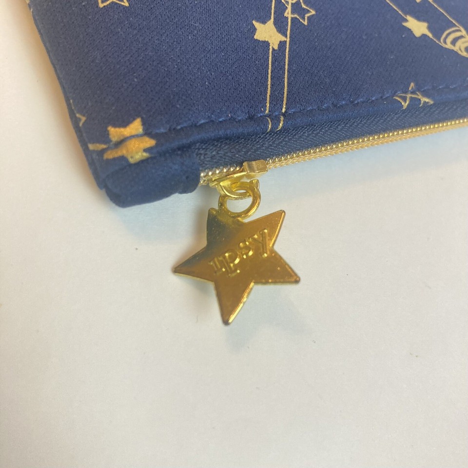 Ipsy Blue Golden Stars Makeup Glam Bag for Make Up Small Zipper | eBay