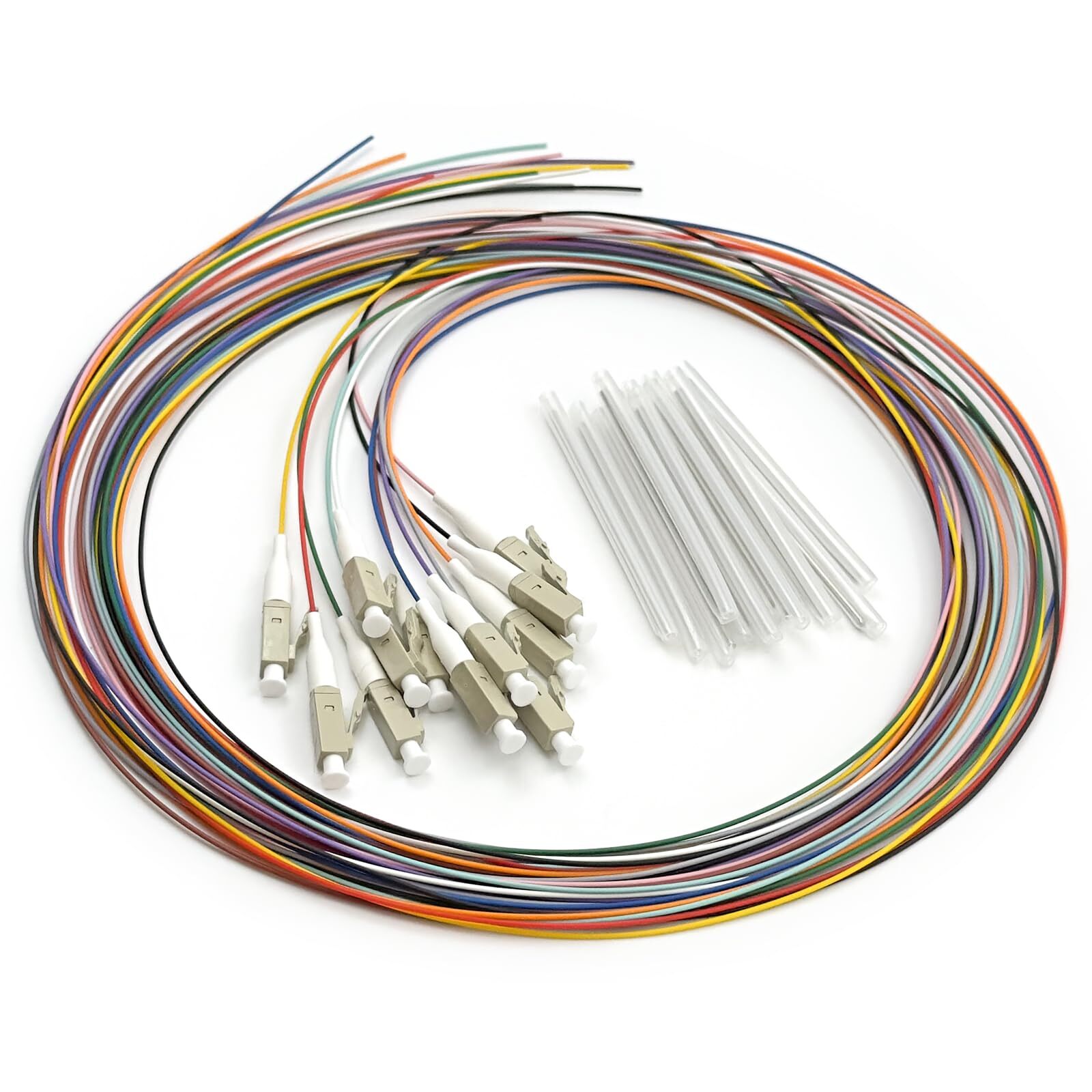 12 Strand Multimode OM3 50/125 LC-UPC Fiber Pigtail 1.5 Meters LC-OM3 ...